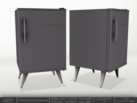 Second Life Marketplace - [[OZZY]] Mini Fridge Retro - Grey